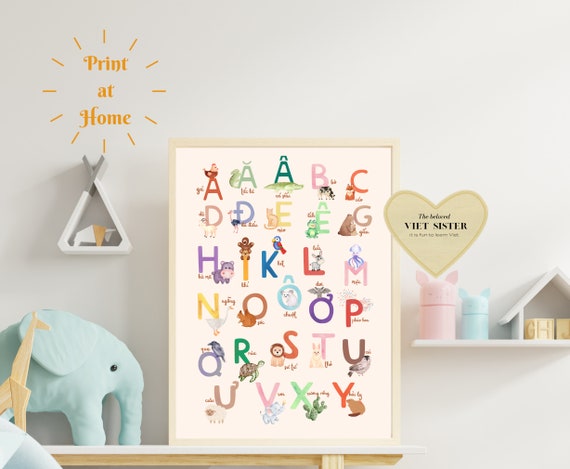 ABC Vietnamese Alphabet Wall-art. Vietnamese Kids Room's - Etsy