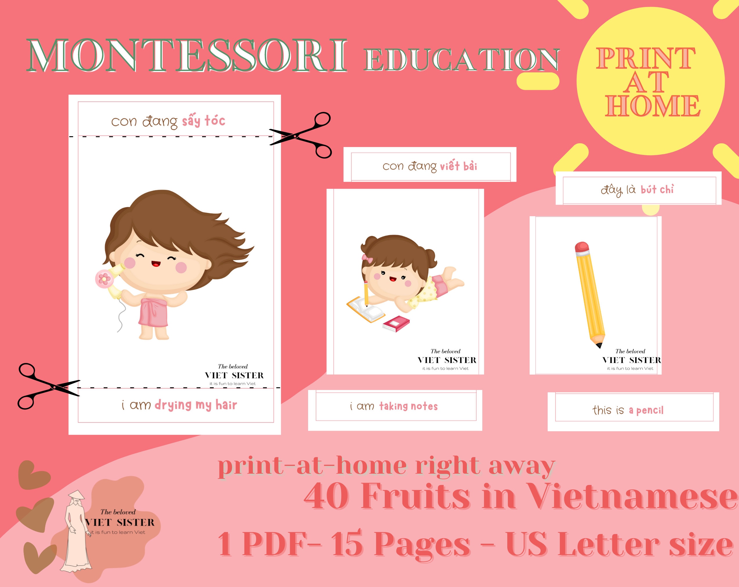 Baby Girls Learning Vietnamese With Verbs Phrases Activities, Objects ...