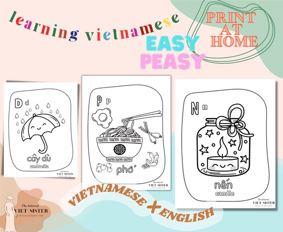Coloring Pages for Vietnamese Kids Teaching Kids Vietnamese - Etsy