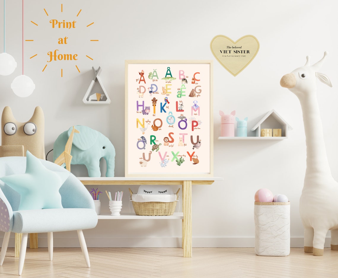 ABC Vietnamese Alphabet Wall-art. Vietnamese Kids Room's - Etsy