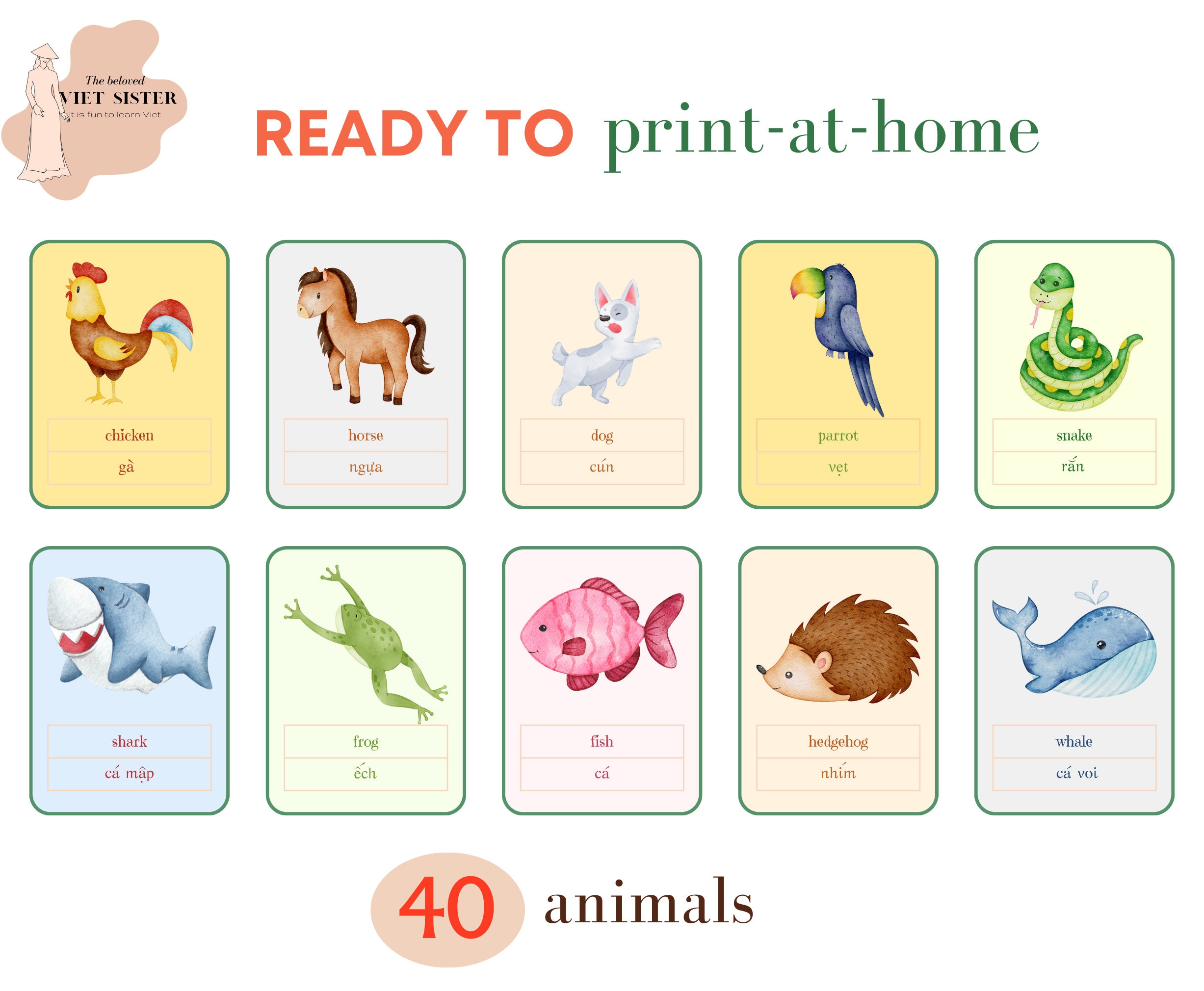 NORTHERN Vietnamese Dialect. 40 Animals Vietnamese-english PDF ...