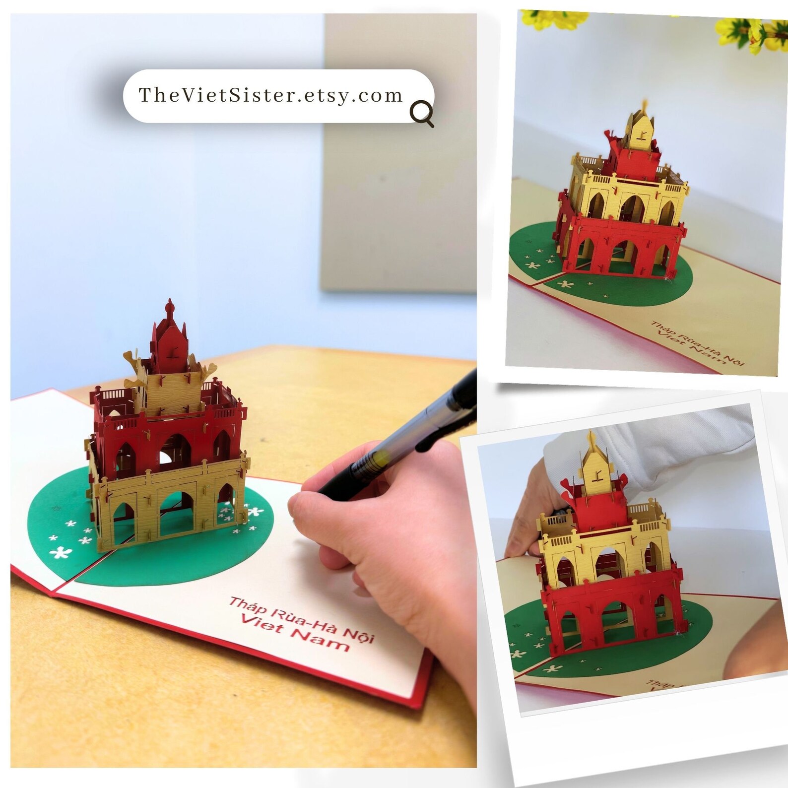 Vietnamese Postcards 3D Tháp Rùa turtle Tower Pop-up Postcard-hanoi ...