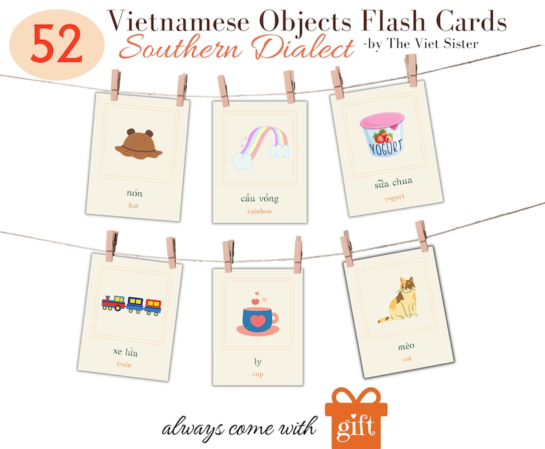 Southern Vietnamese Flashcards for Kids: Language Learning (digital PDF ...