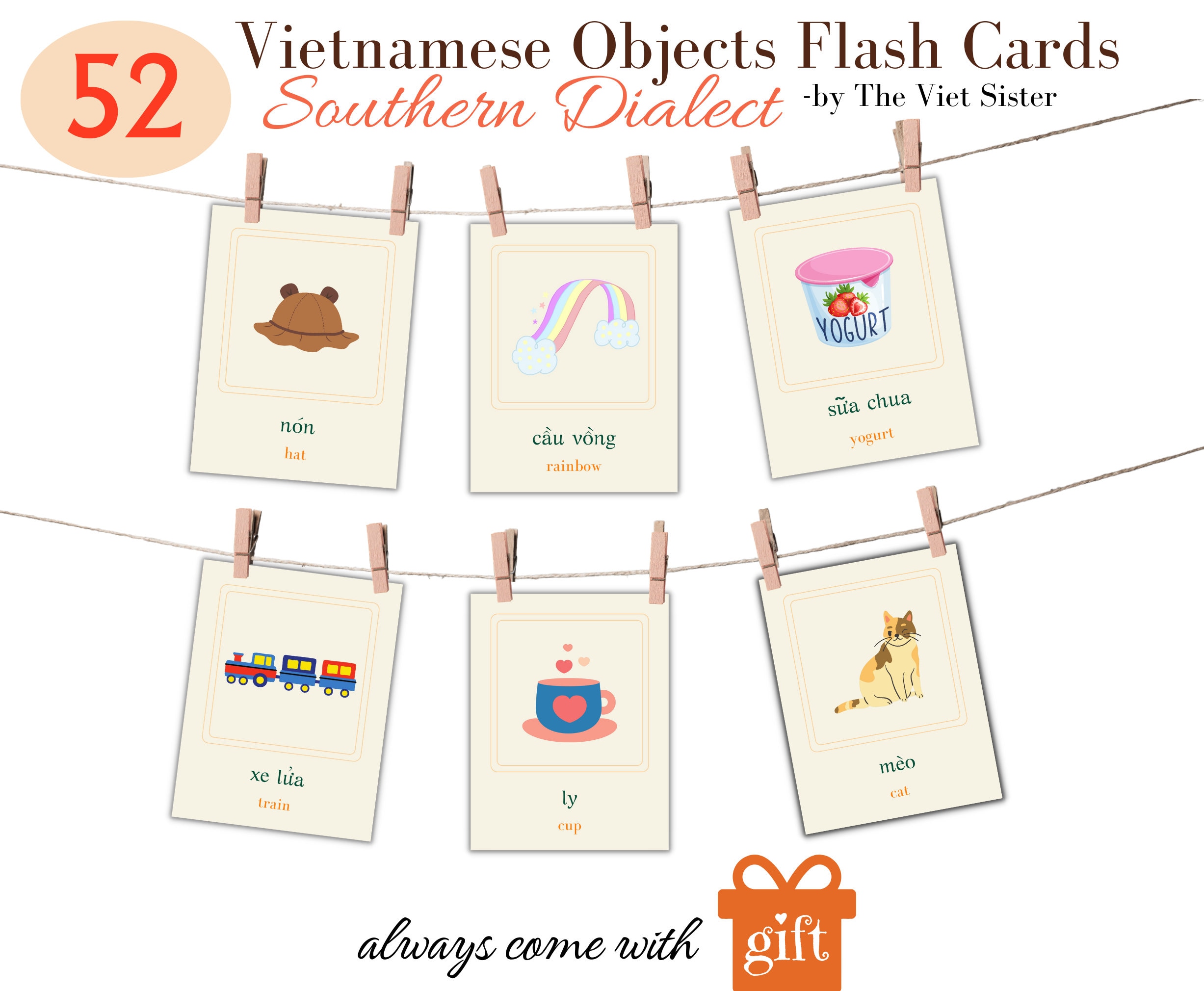 SOUTHERN Vietnamese Dialect 50 DIGITAL Flashcards Vietnamese-english ...