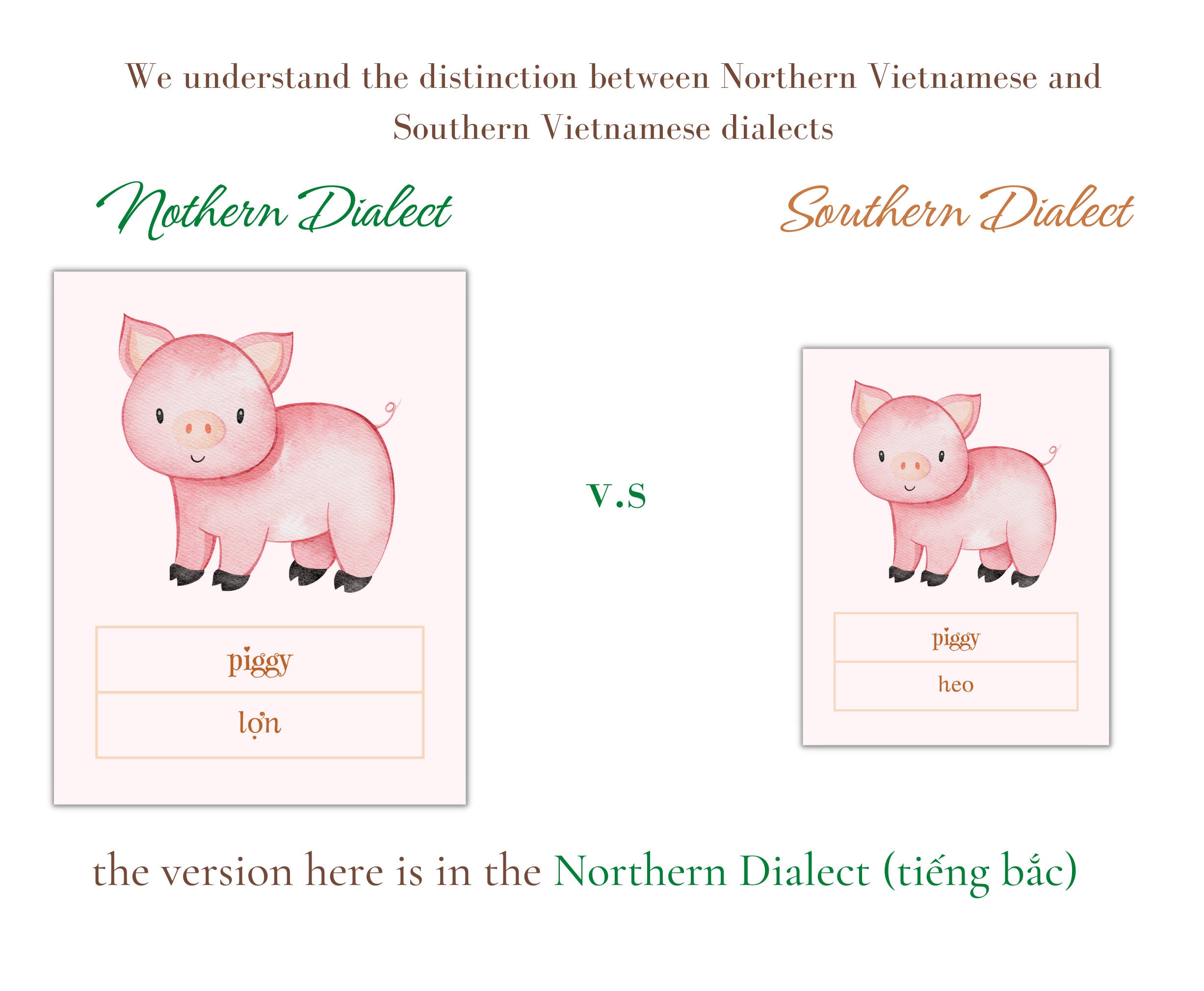NORTHERN Vietnamese Dialect. 40 Animals Vietnamese-english PDF ...