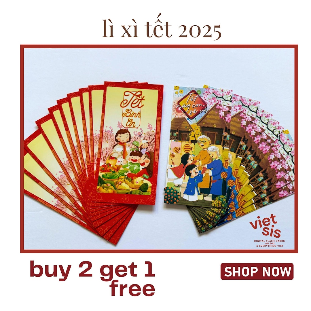 Vietnamese Tết Lì Xì Envelopes Set -2 Pack of 20, Lucky Money for Lunar ...