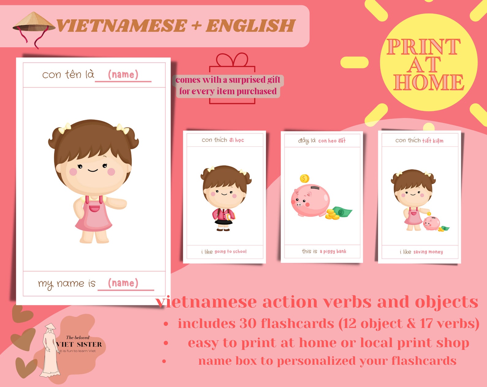 Baby Girls Learning Vietnamese With Verbs Phrases Activities, Objects ...
