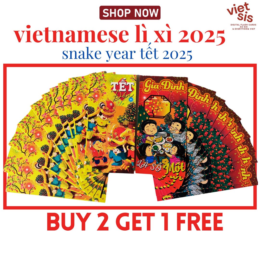 Tet 2025 Li Xi Red Envelopes - Vietnamese Lucky Money | Buy 2 Packs ...