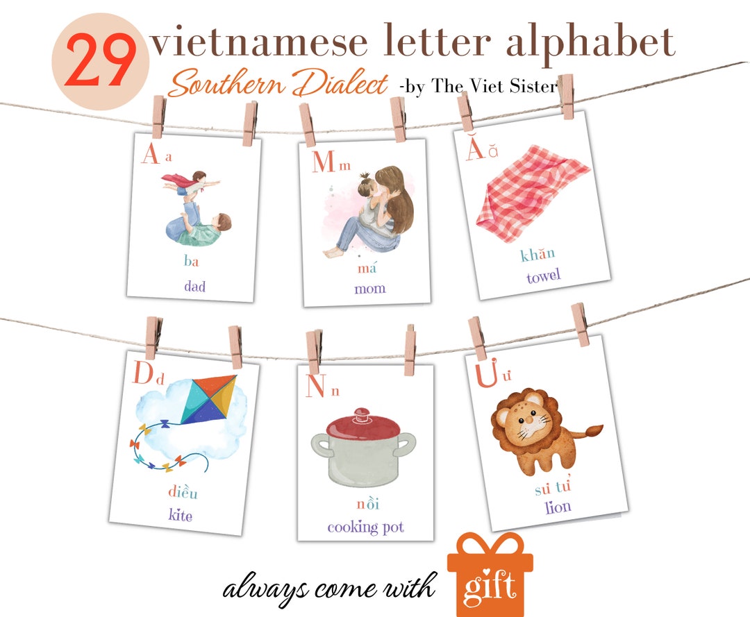 SOUTHERN VIETNAMESE ALPHABET for Kids. Print-at-home Bilingual Flash ...