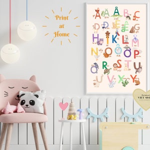 ABC Vietnamese Alphabet Wall-art. Vietnamese Kids Room's Decor ...