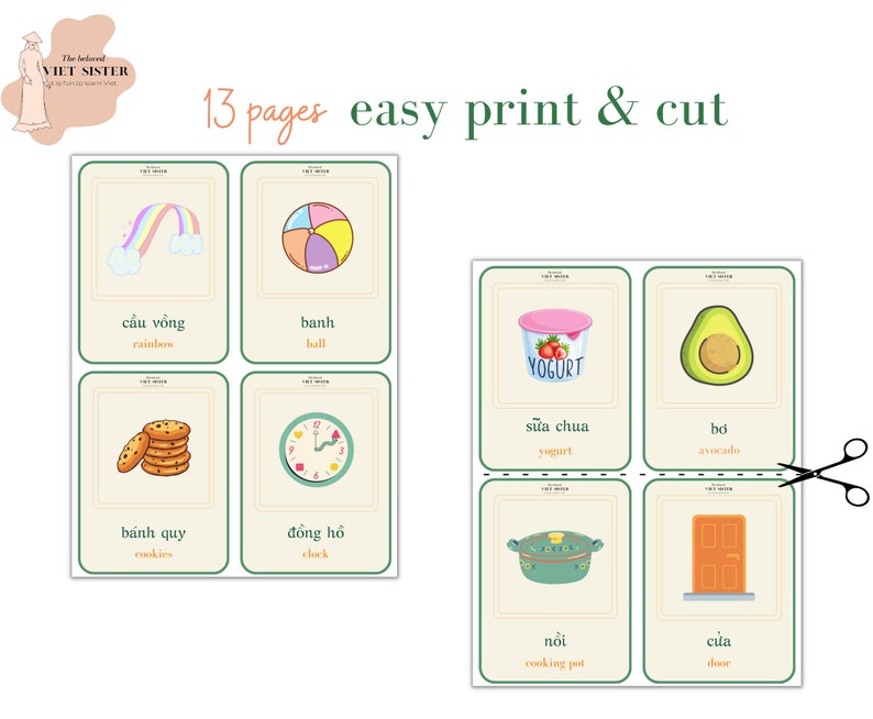 Southern Vietnamese Flashcards for Kids: Language Learning (digital PDF ...