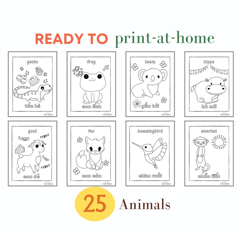 Vietnamese English Animal Coloring Pages: Gift for Kids (25) (PDF ...