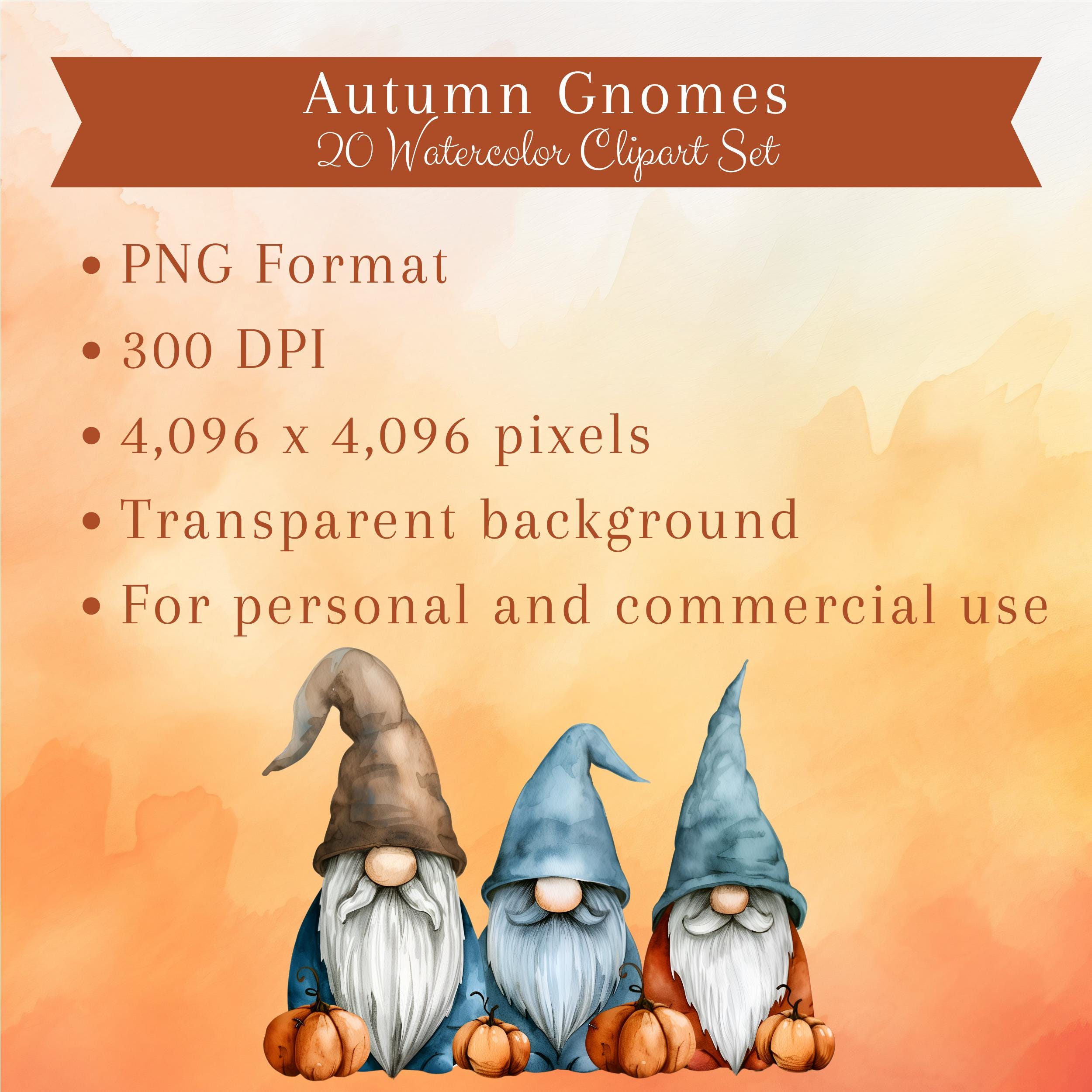 Autumn Gnomes Watercolor Clipart Set | Fall Gnomes | PNG | Transparent ...