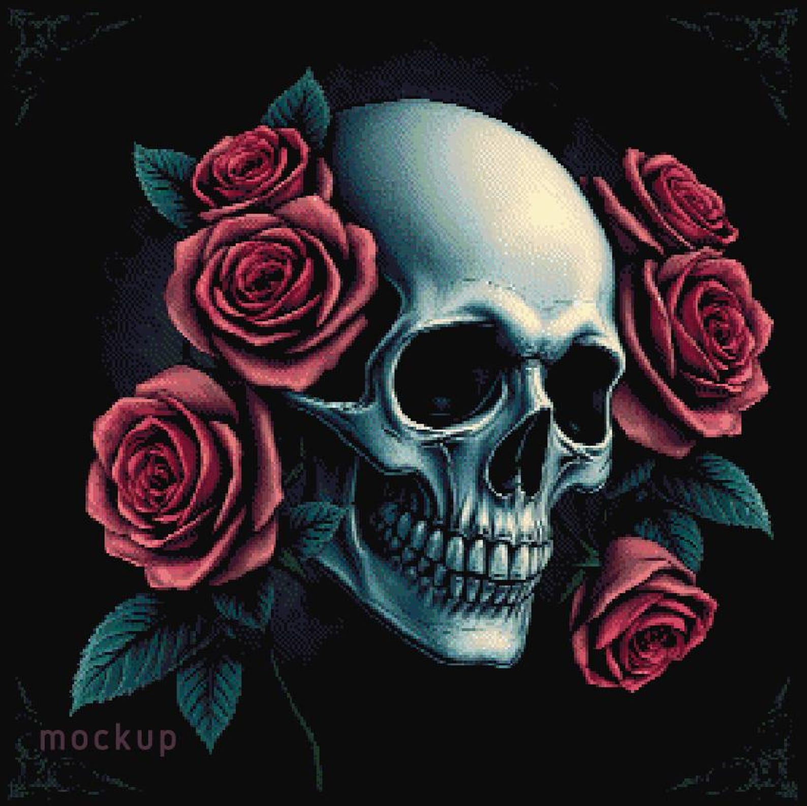 Skull and Roses 2 Cross Stitch Pattern, Instant Download, PDF - Etsy
