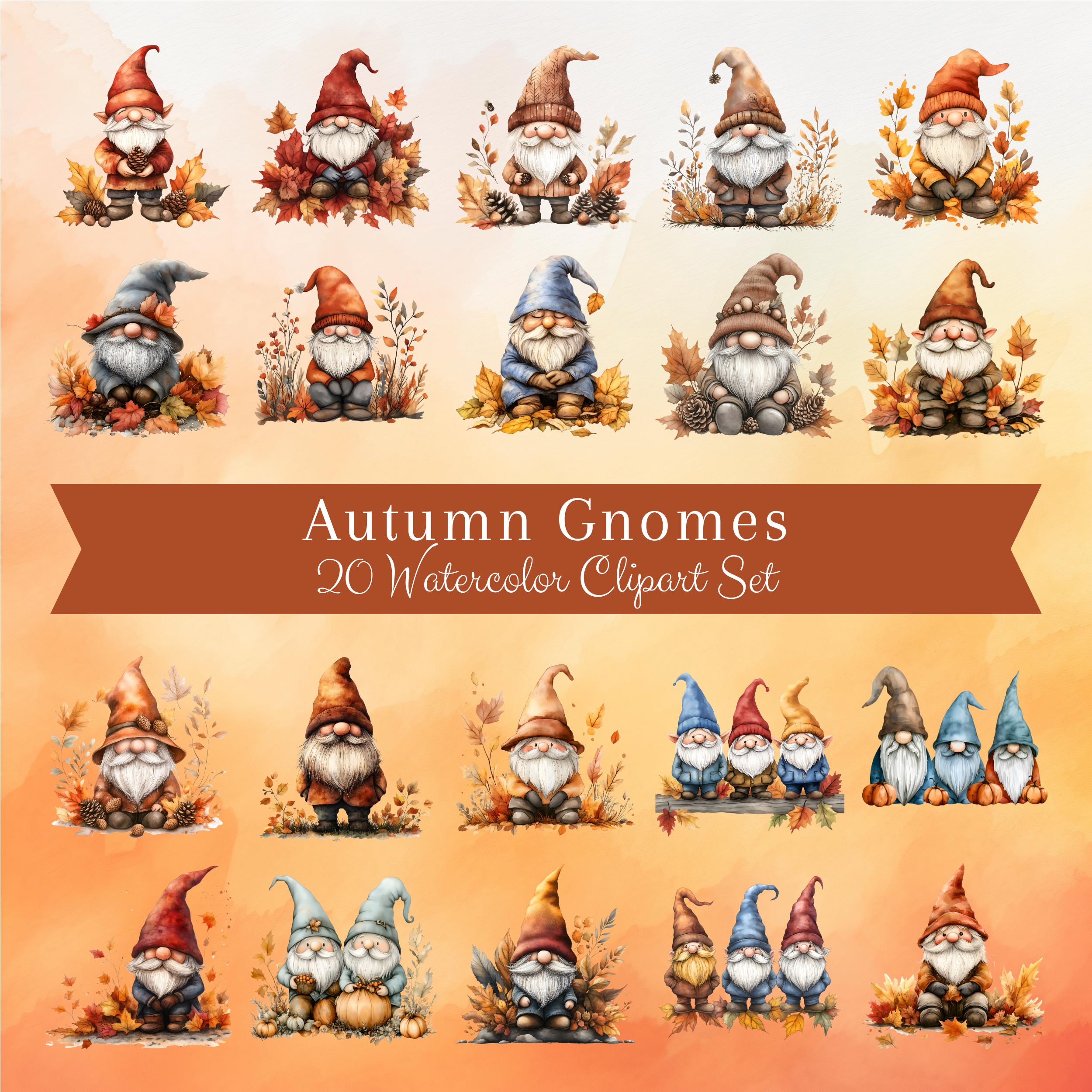 Autumn Gnomes Watercolor Clipart Set | Fall Gnomes | PNG | Transparent ...