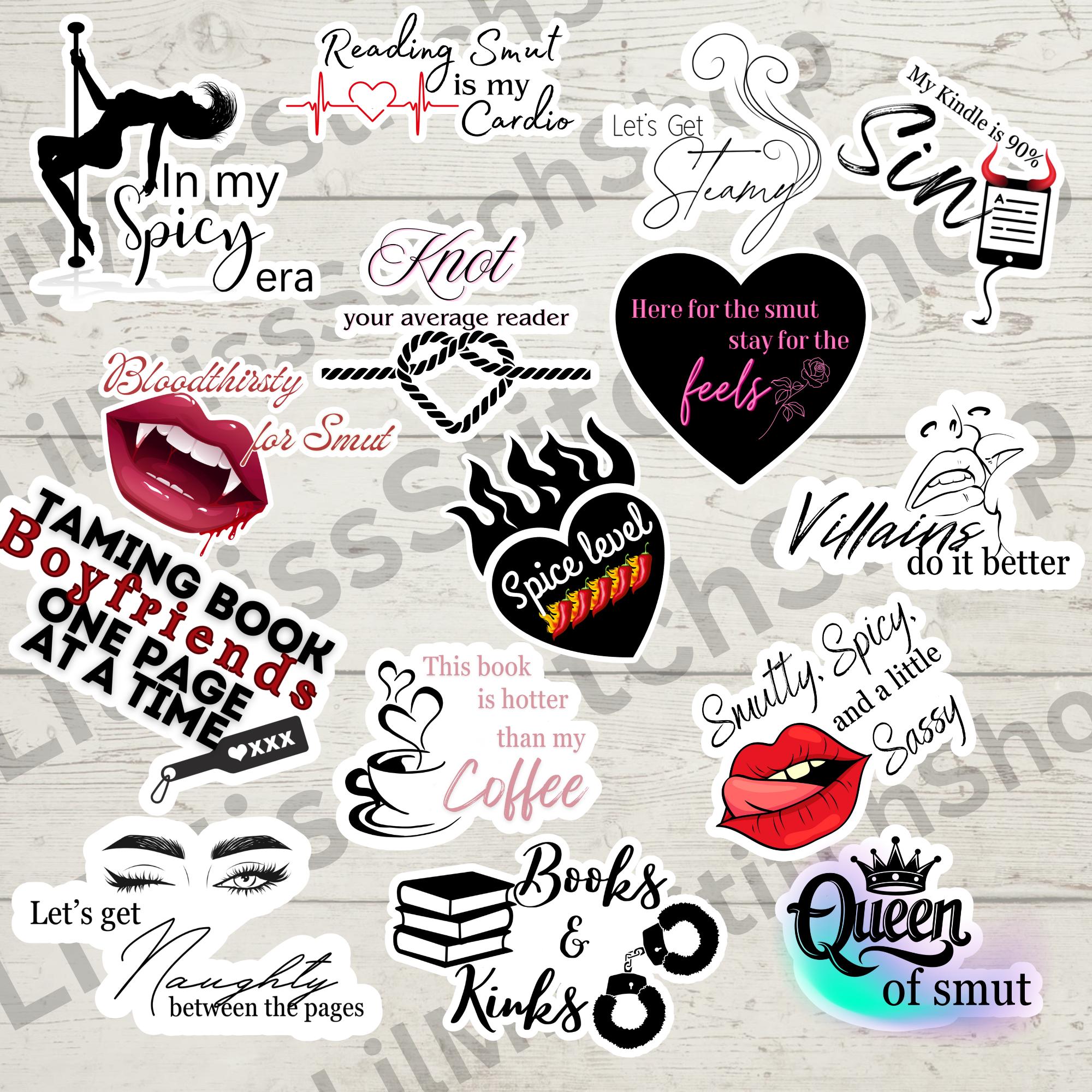 15 Smut Stickers, Spicy Book Stickers, PNG, Printable, Instant Download ...
