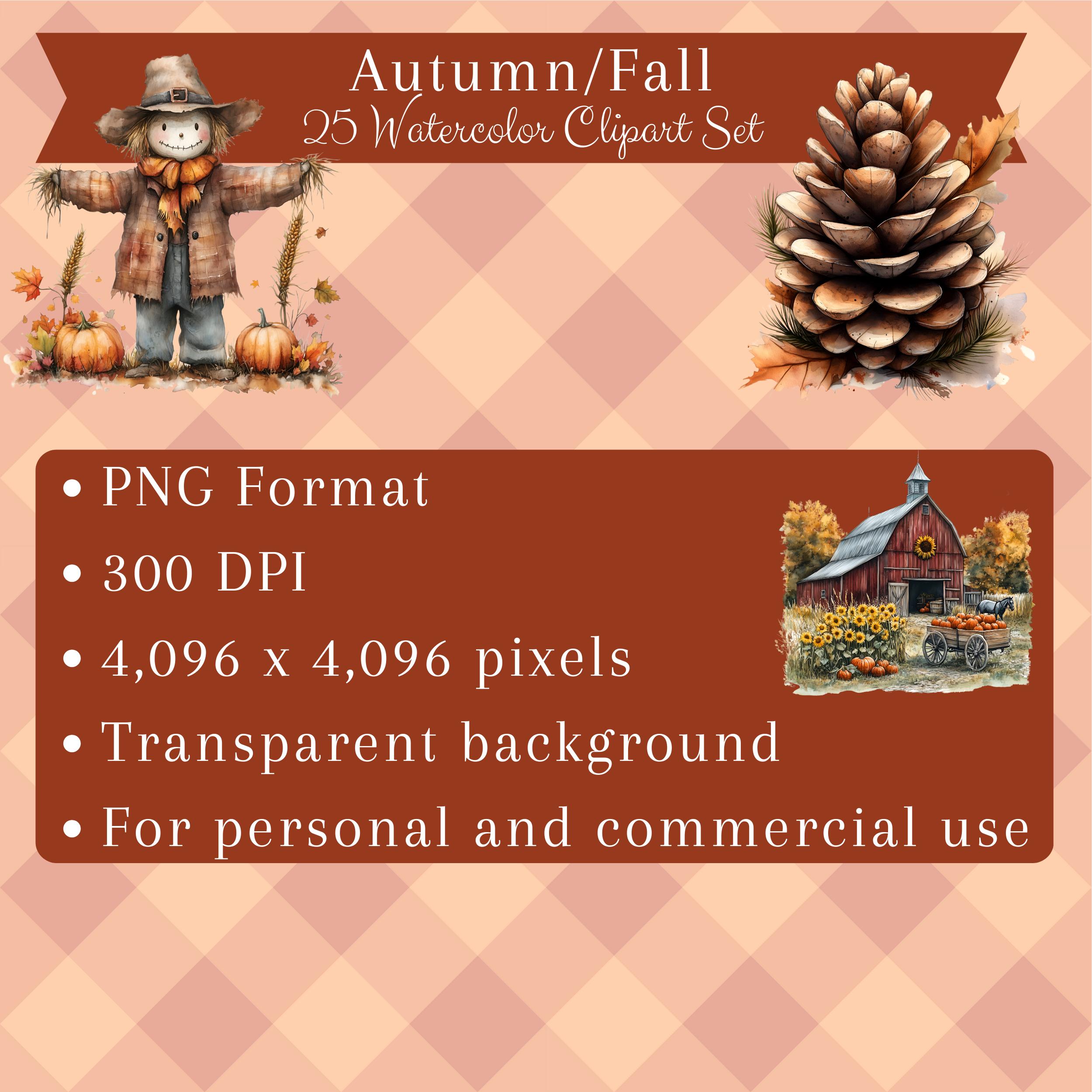 Autumn/fall Watercolor Clipart Set | Instant Download | PNG - Etsy