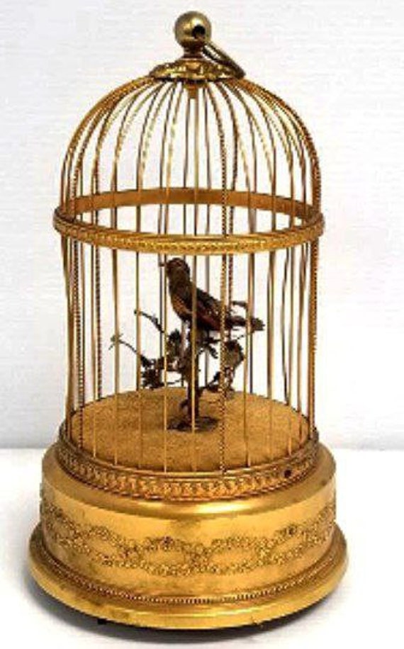 Singing Wind-up Bird in Gilt Cage | Etsy