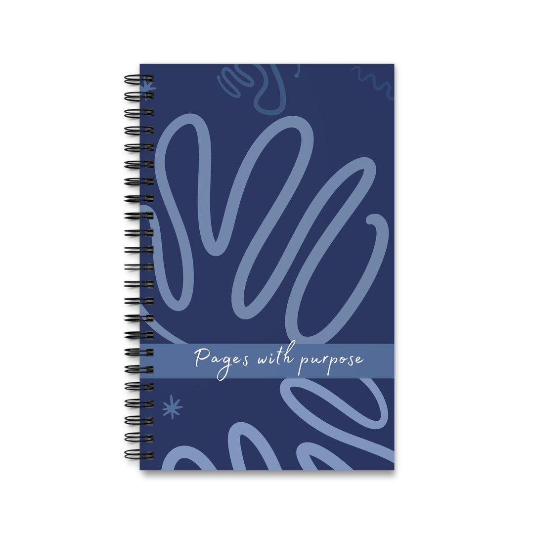 Abstract Blue Scribble Spiral Journal | Pages With Purpose Notebook - Etsy