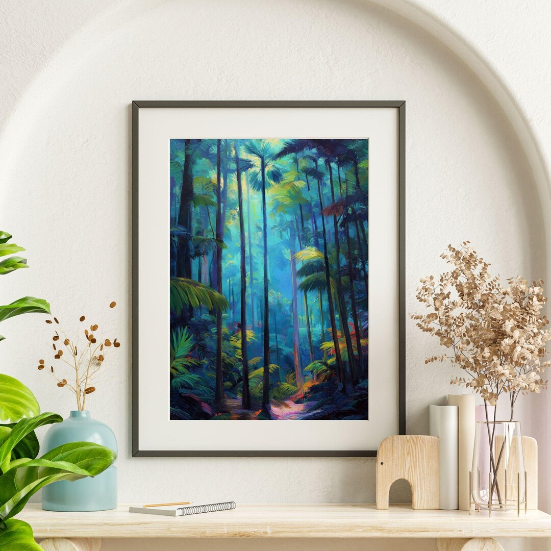 Colorful Rainforest Print | Tropical Jungle Wall Art, Bright Jungle ...
