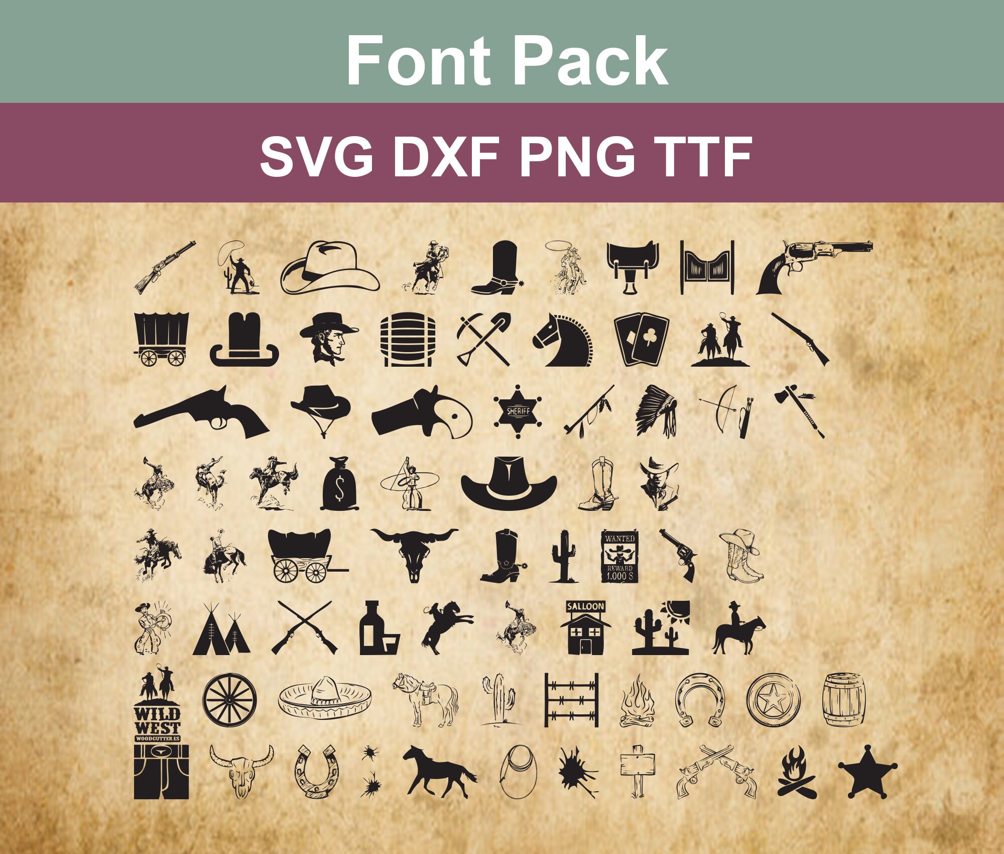 Western Font, Western Fonts Collection, Cowboy Font, Cowboy Font ...
