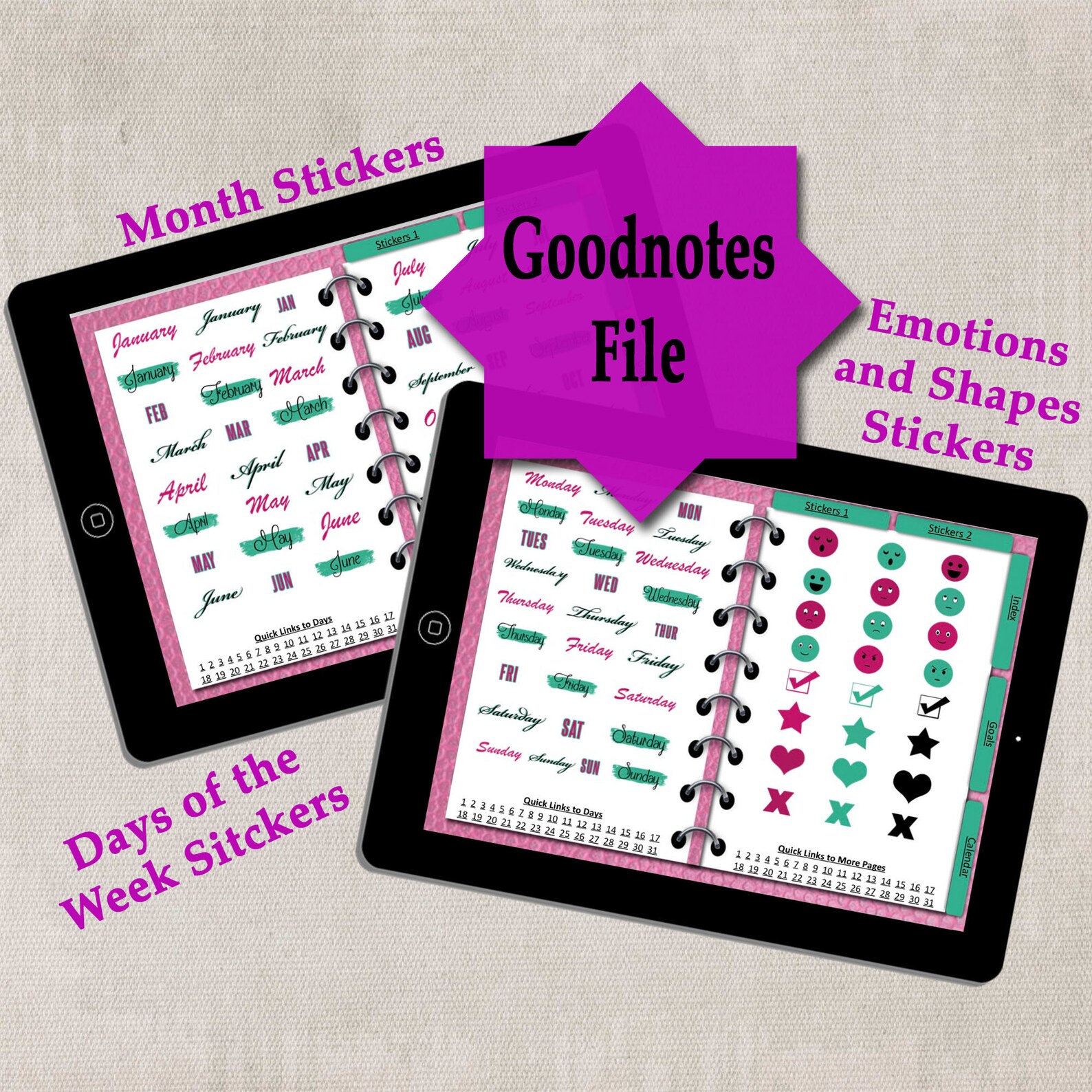 Pink Digital Planner in Landscape Digital Pink Floral - Etsy