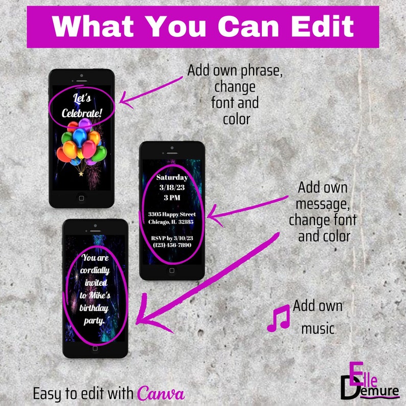 Editable Birthday Party Digital Invitation, Text Invitation, B-day ...