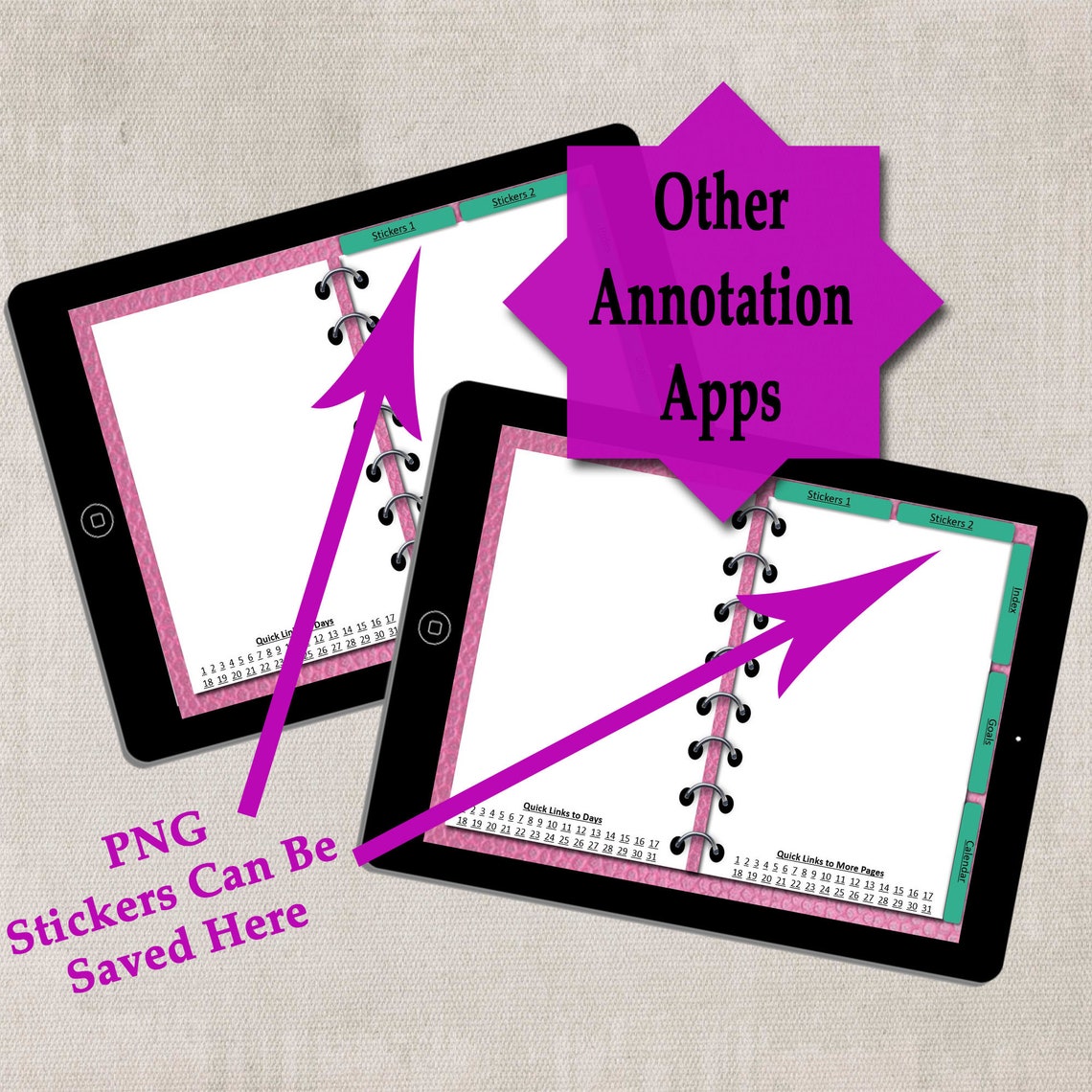 Pink Digital Planner in Landscape Digital Pink Floral - Etsy