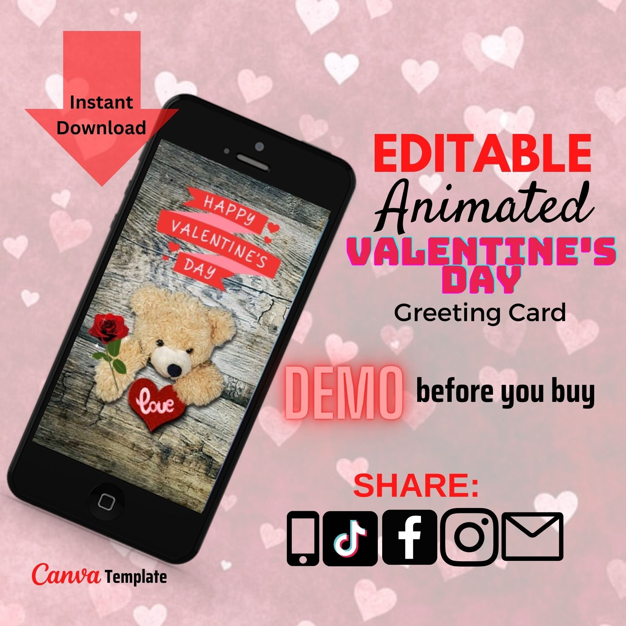 Valentine Video Card Valentine's Day Ecard Electronic - Etsy