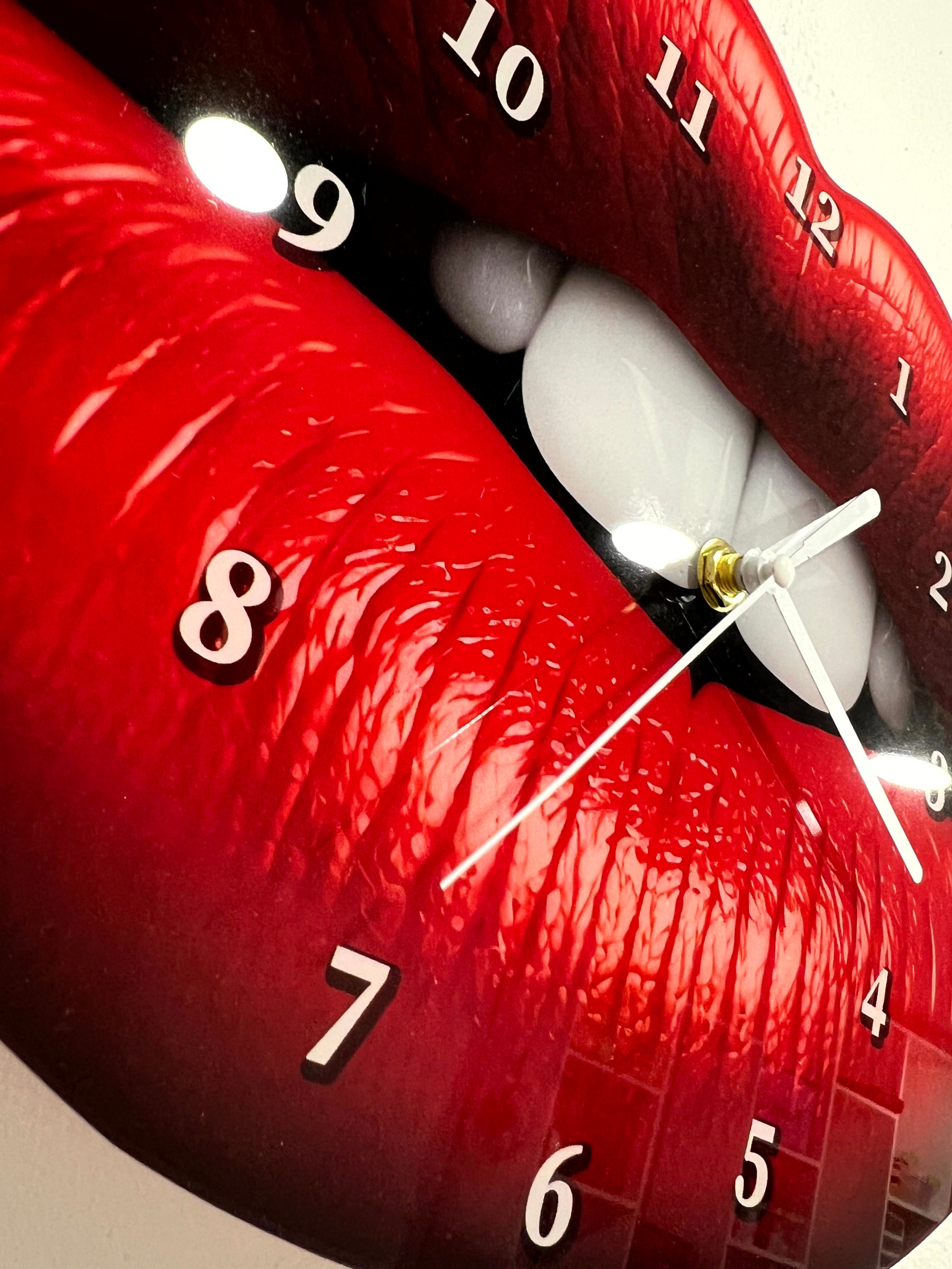 Aesthetic Pink Lips Wall Clock, Beauty Salon Decor, Unique Clock Design ...