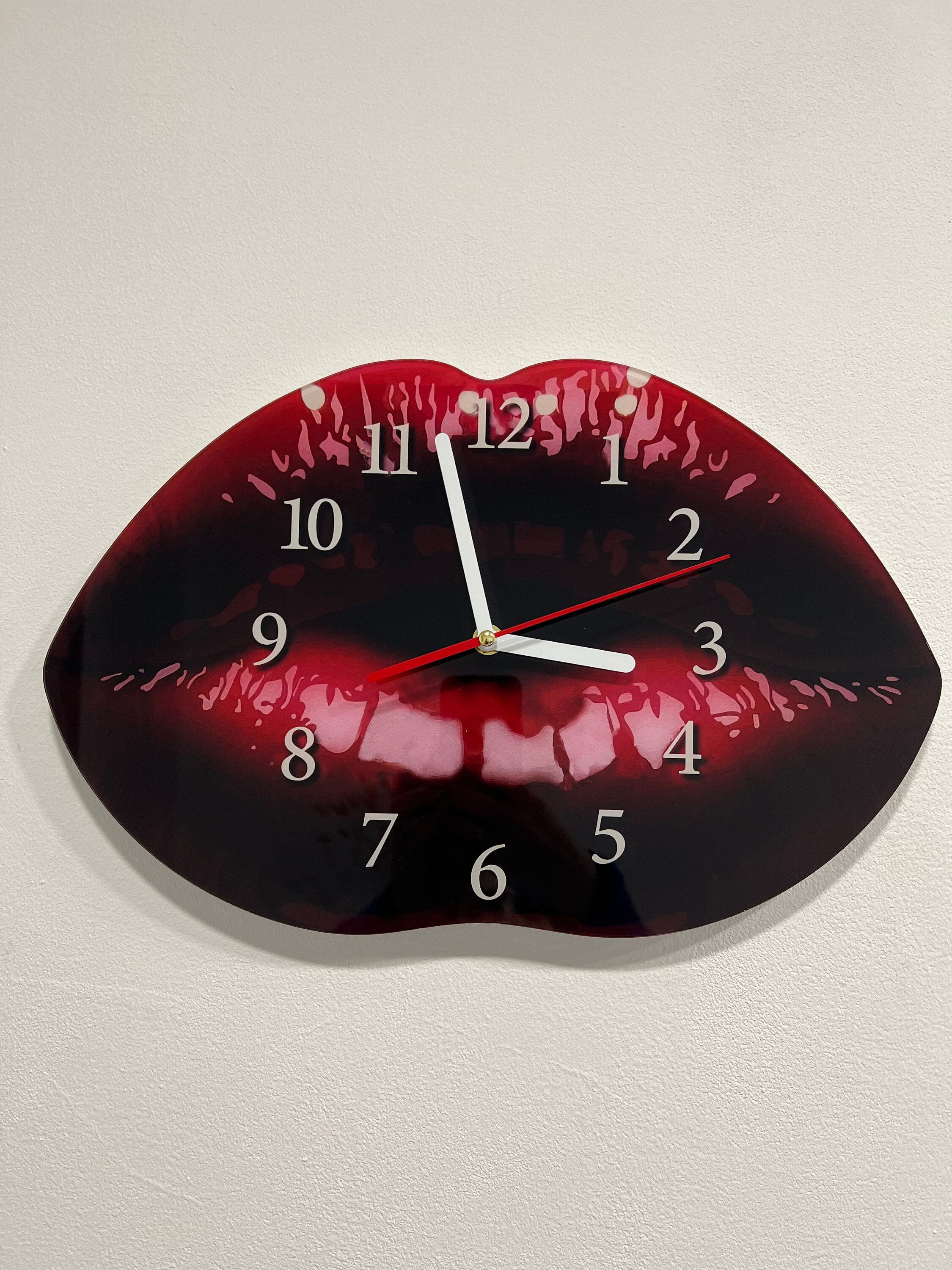 Burgundy Lips Shaped Clocks, Unique Clock for Wall, Red Lips Wall ...