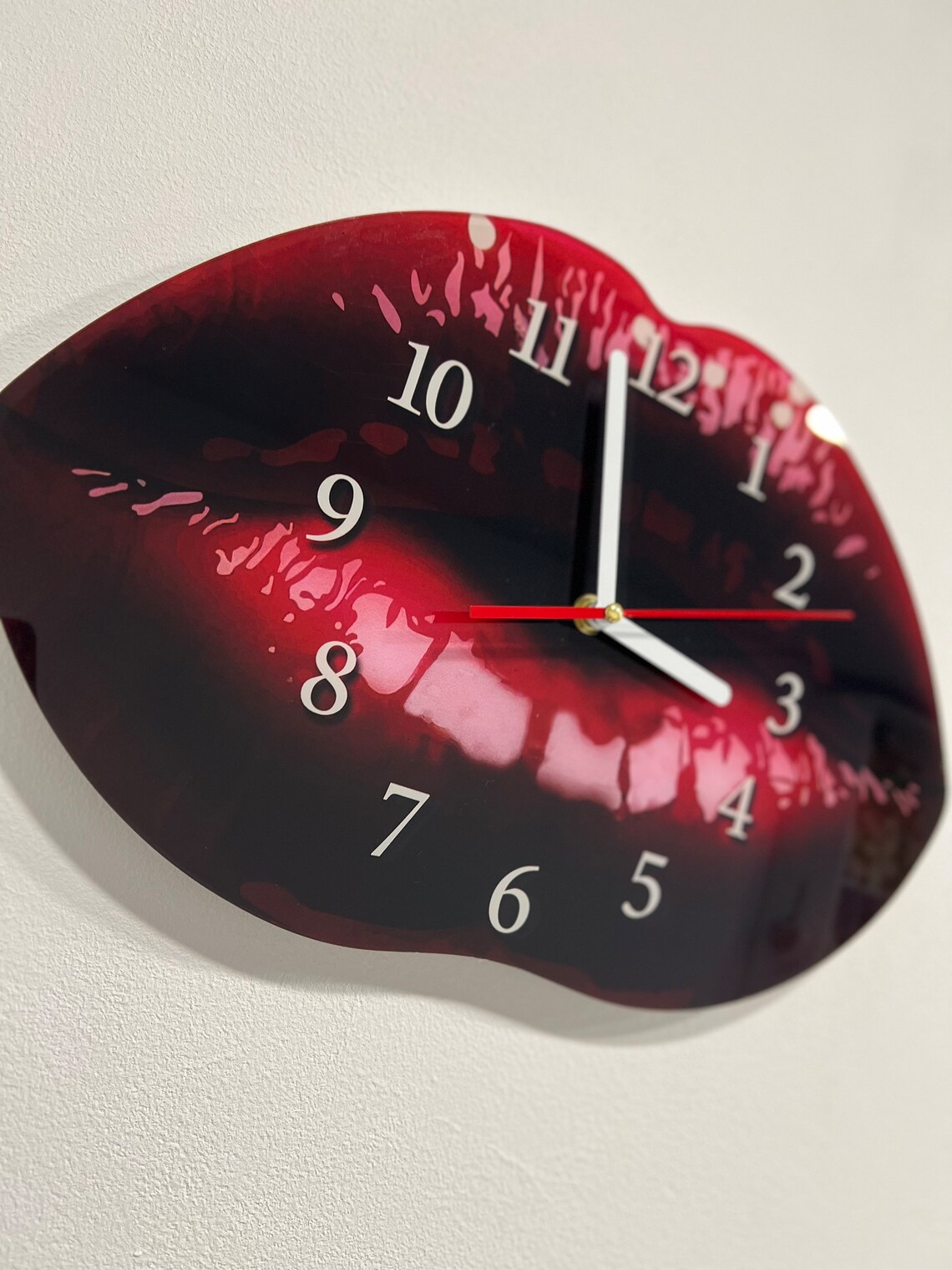 Burgundy Lips Shaped Clocks, Unique Clock for Wall, Red Lips Wall ...