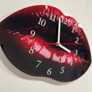 Burgundy Lips Shaped Clocks, Unique Clock for Wall, Red Lips Wall ...