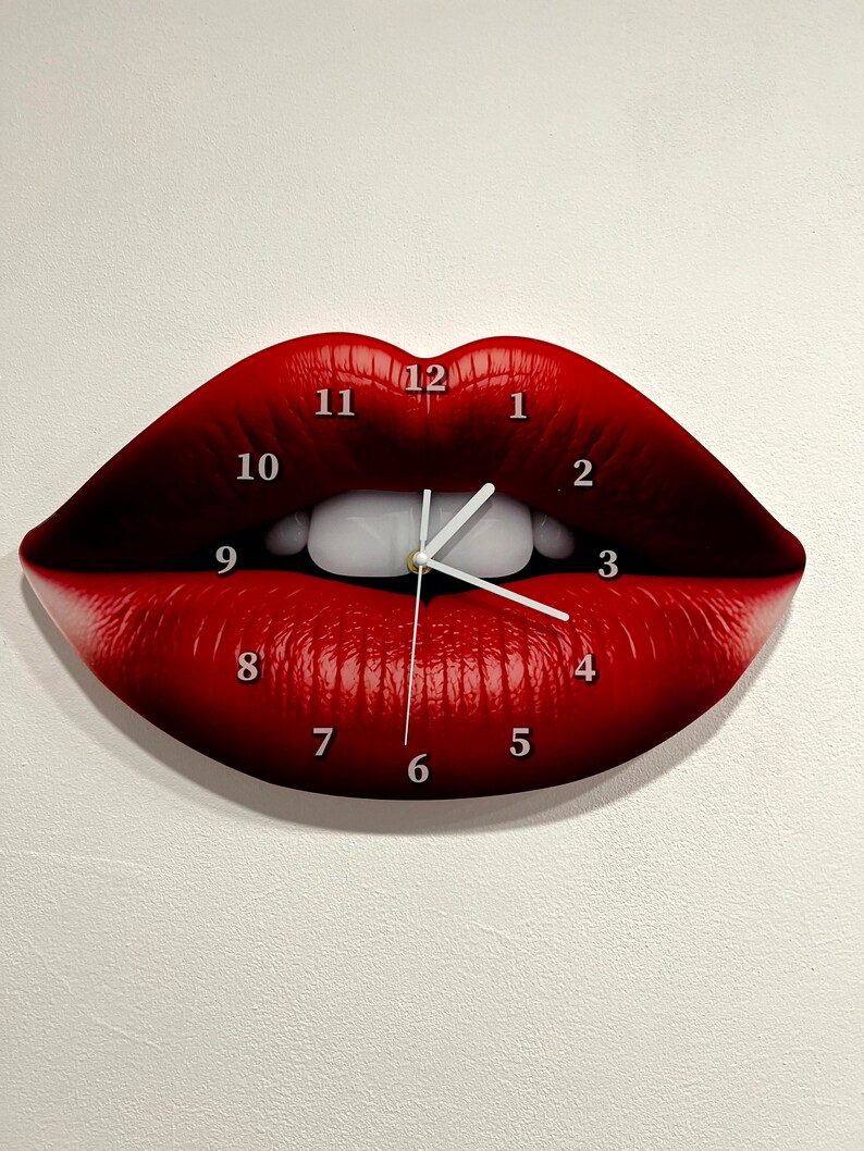 Aesthetic Pink Lips Wall Clock, Beauty Salon Decor, Unique Clock Design ...