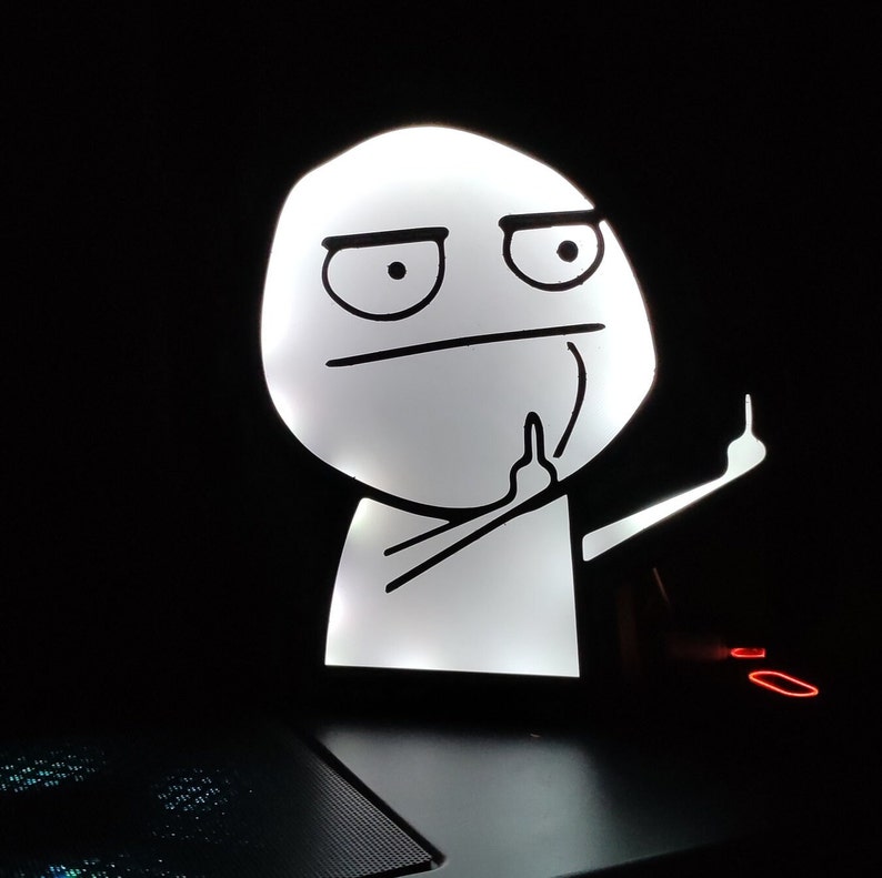 Middle Finger Troll Face Meme Neon Led Lightbox RGB Lamp - Etsy