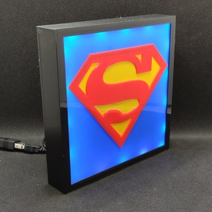 Superman Logo Led Sign Lightbox RGB Lamp Justice League Desk Lamp Night ...