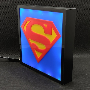 Superman Logo Led Sign Lightbox RGB Lamp Justice League Desk Lamp Night ...