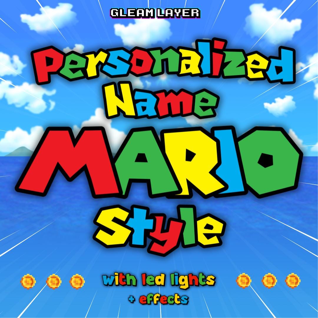 Personalized Name Super Mario Style Led Lightbox Sign - Etsy