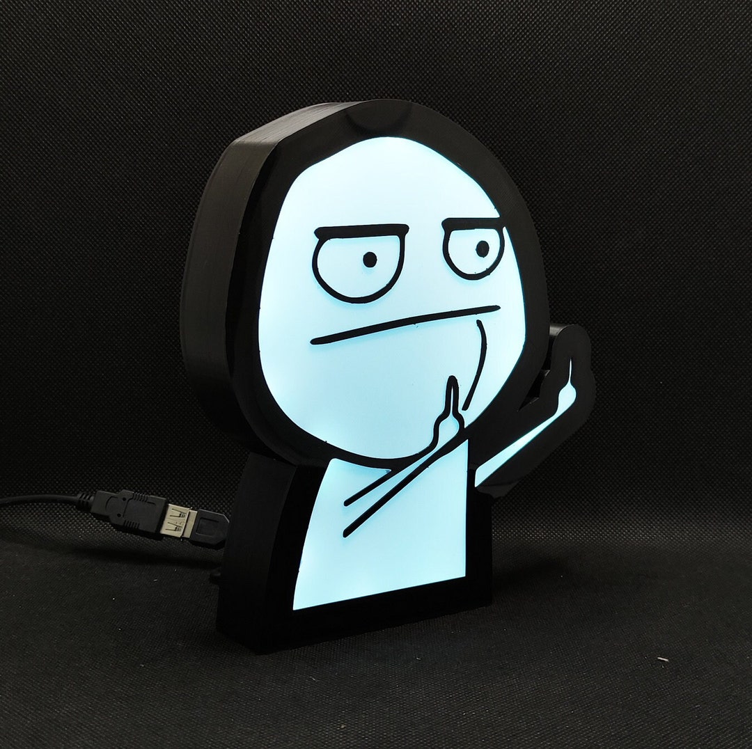 Middle Finger Troll Face Meme Neon Led Lightbox RGB Lamp - Etsy