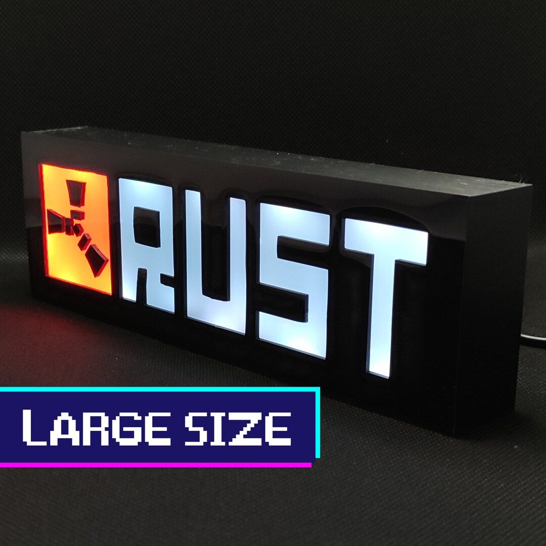 RUST Led Lightbox Sign Large Size PC Light Setup Desk Lamp Night Light ...