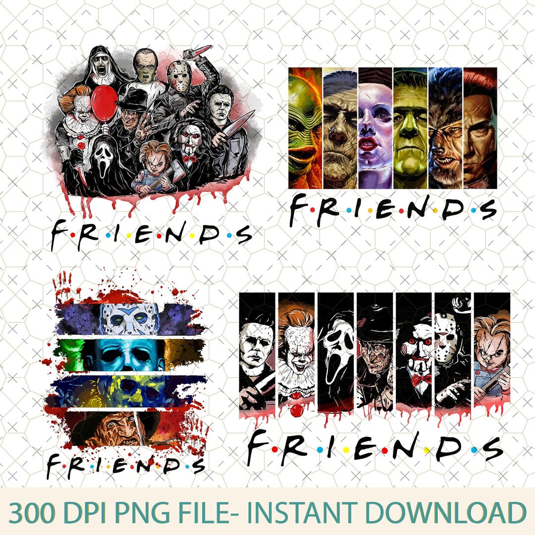 Friends Horror Characters Halloween PNG Bundle, Horror Characters Png ...