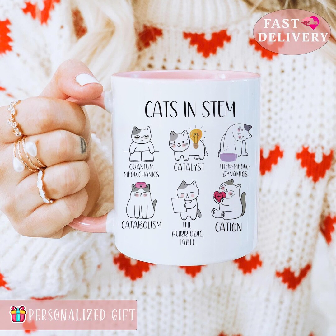 Cats in STEM Science Cat Mug, Cute Funny Cat Lover Scientist Science ...