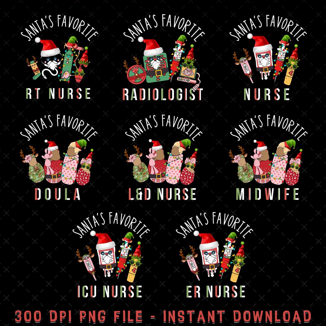 Christmas Nurse Png Bundle, Emergency Department Png, Christmas Nurse ...