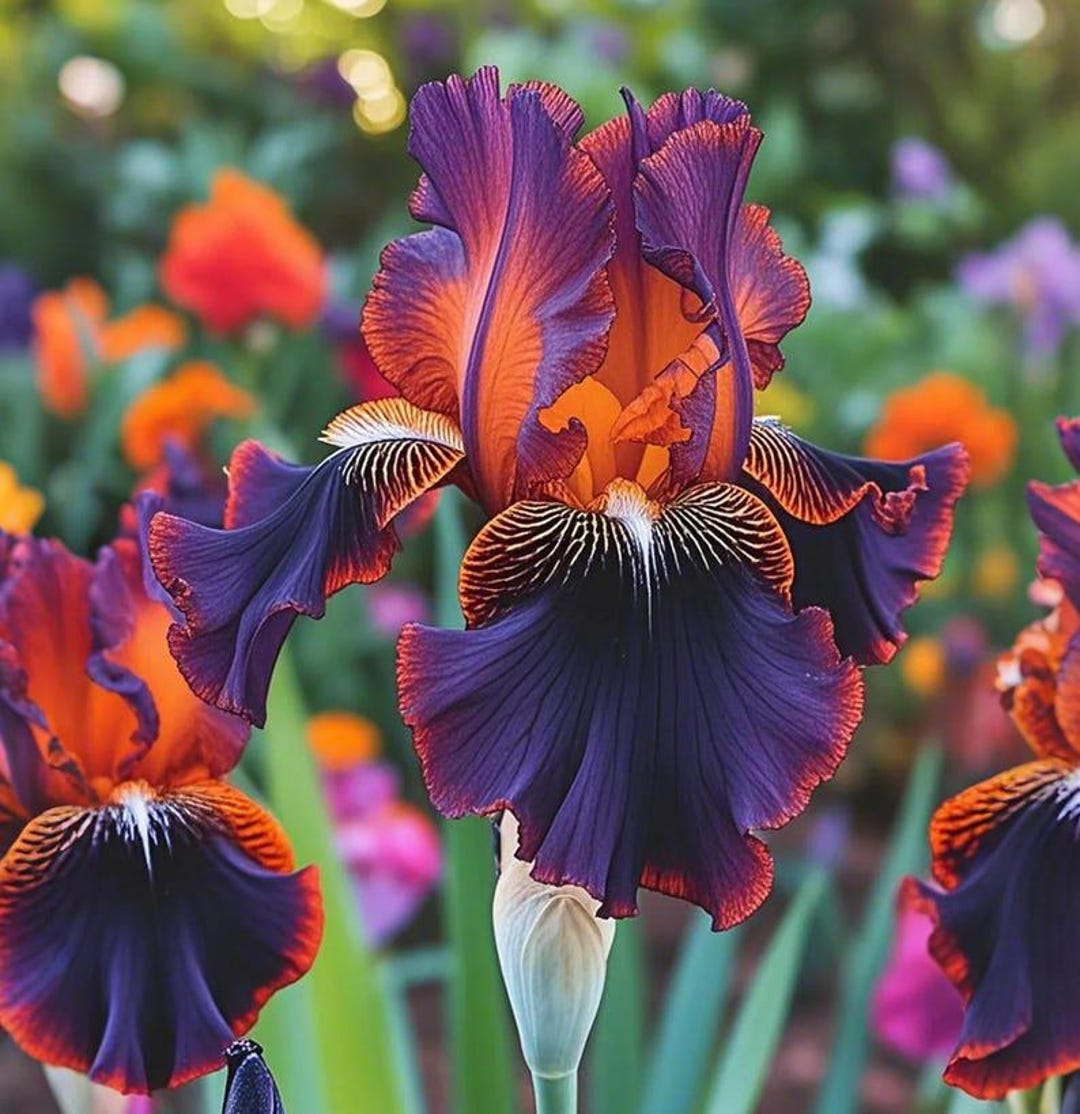 35 Black and Flame Iris Flower Seeds – Striking Bicolor Bearded Iris ...