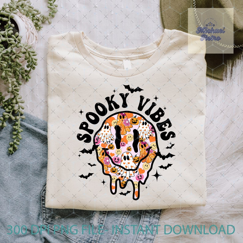 Smiley Face Melting Spooky Vibes Halloween PNG, Smiley Face Png, Bat ...