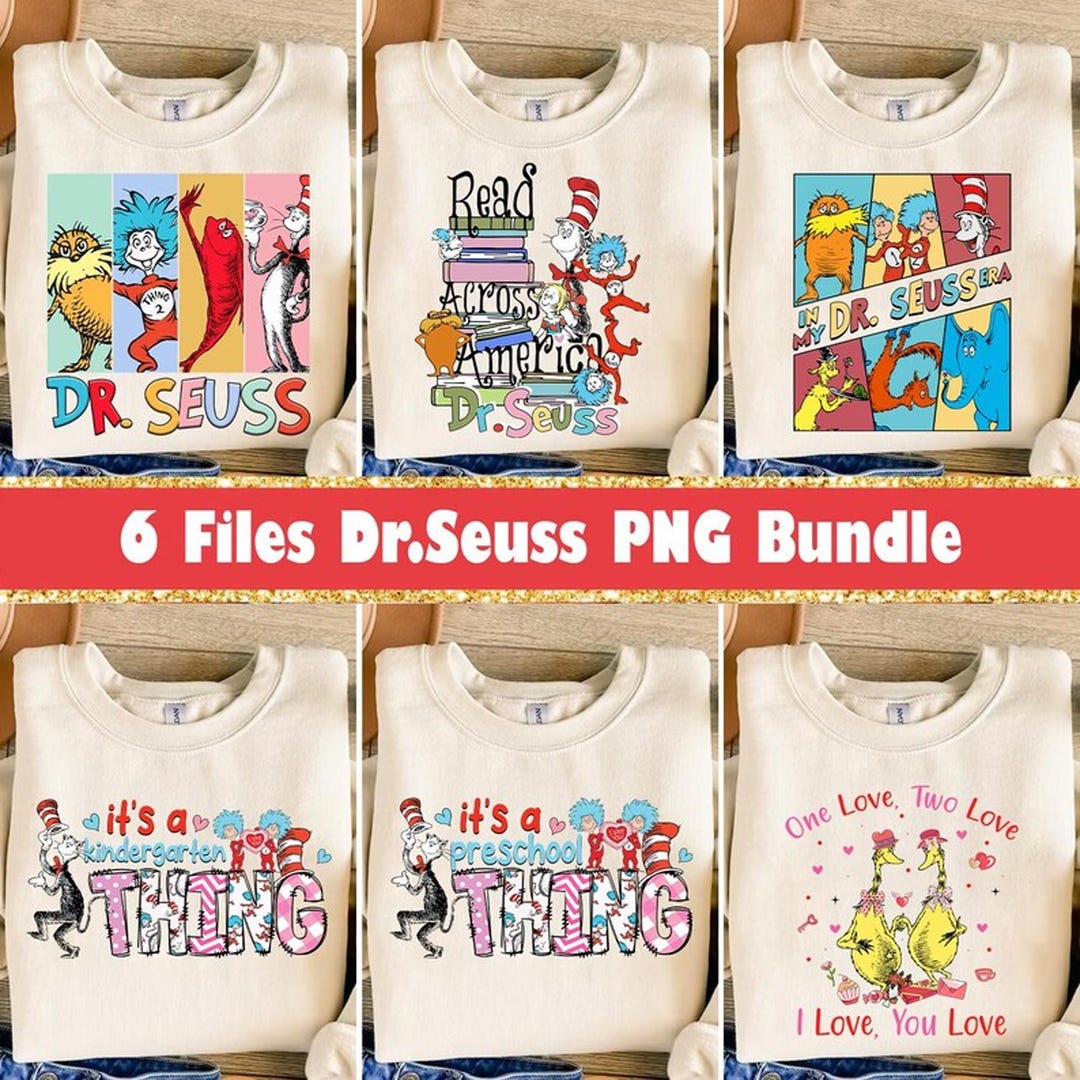 Dr. Seuss Png Bundle, Read Across America Dr Seuss Png, One Love Two ...