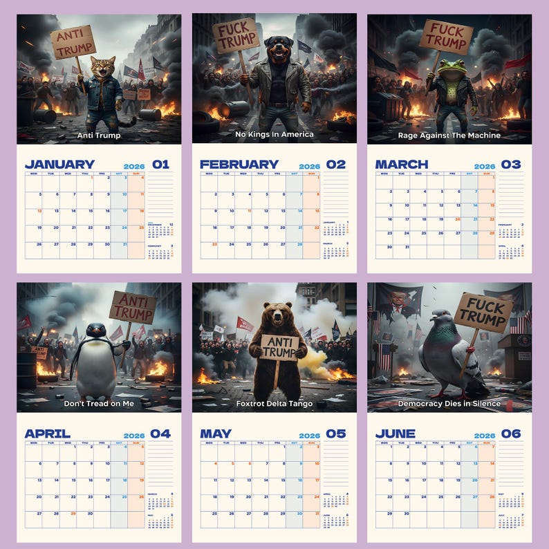 Anti Trump Animal 2026 Calendar, MAGA Monthly Wall Calendar, Large ...