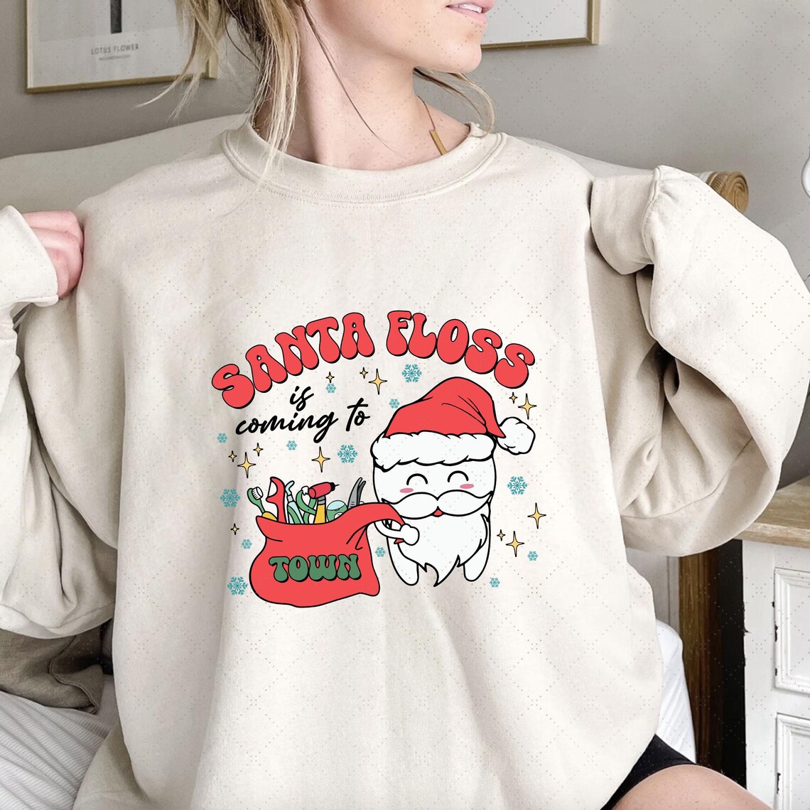 Santa Floss is Coming to Town Png, Funny Christmas Dental PNG ...