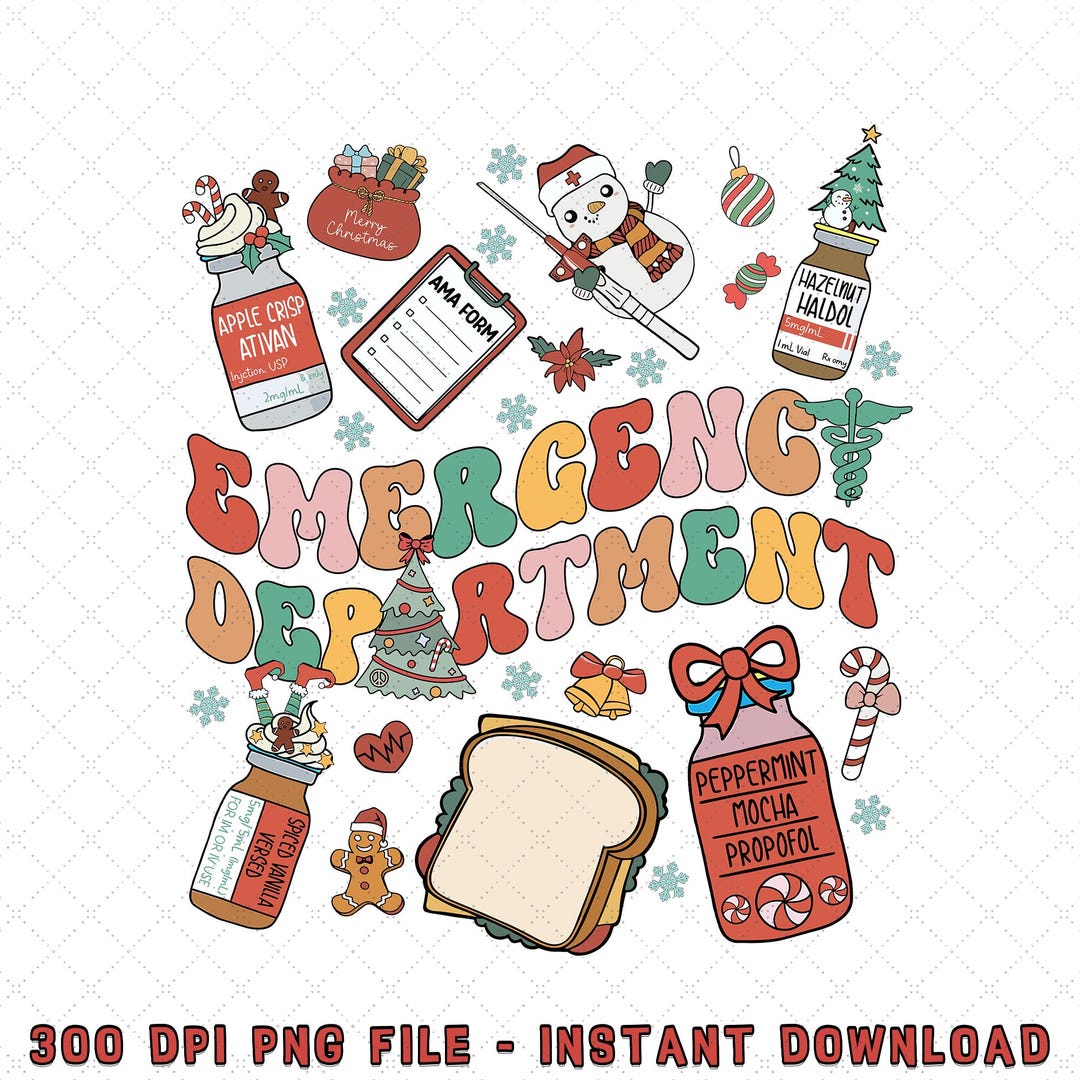 Nurse Christmas Png, Emergency Department Png, ER Crew Png, Christmas ...