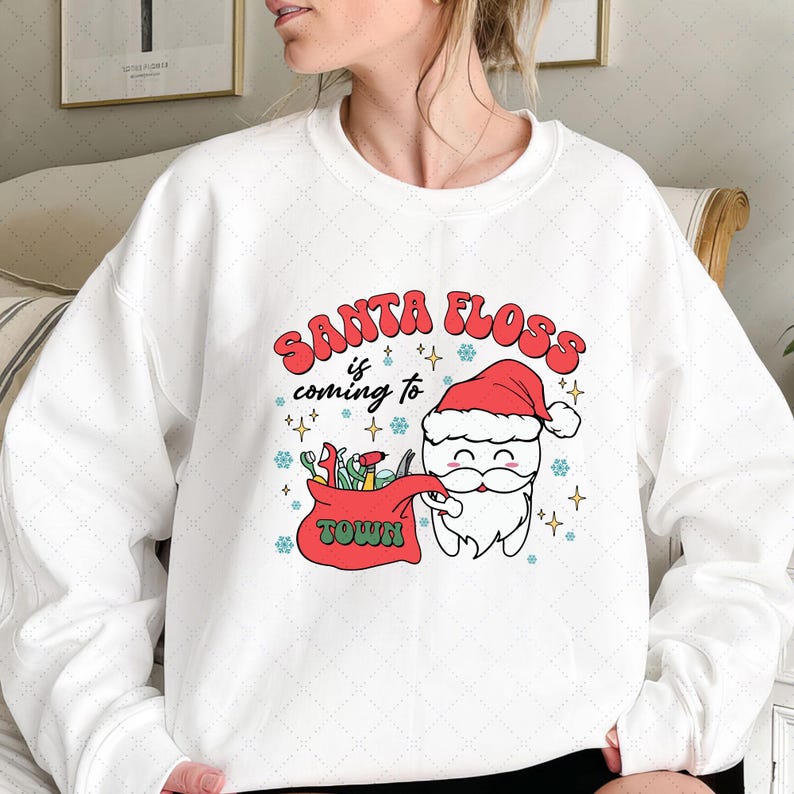 Santa Floss is Coming to Town Png, Funny Christmas Dental PNG ...